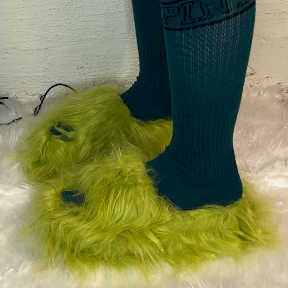 Dolls Kill | Shoes | Green Fuzzy Slides | Poshmark